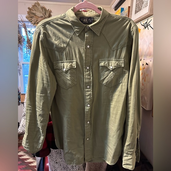 Ralph Lauren Double RL | Shirts | Double Rrl Green Western Shirt ...